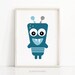 Monster Art Print for Kids, Kids Wall Art, Monster Nursery Print, Blue ...