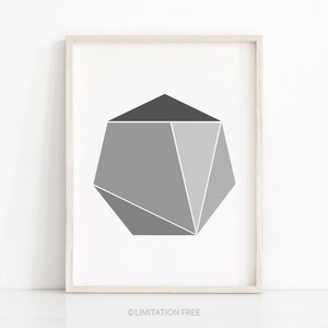 Gray Wall Art Print, Geometric Art, Digital Download Modern Wall Print ...