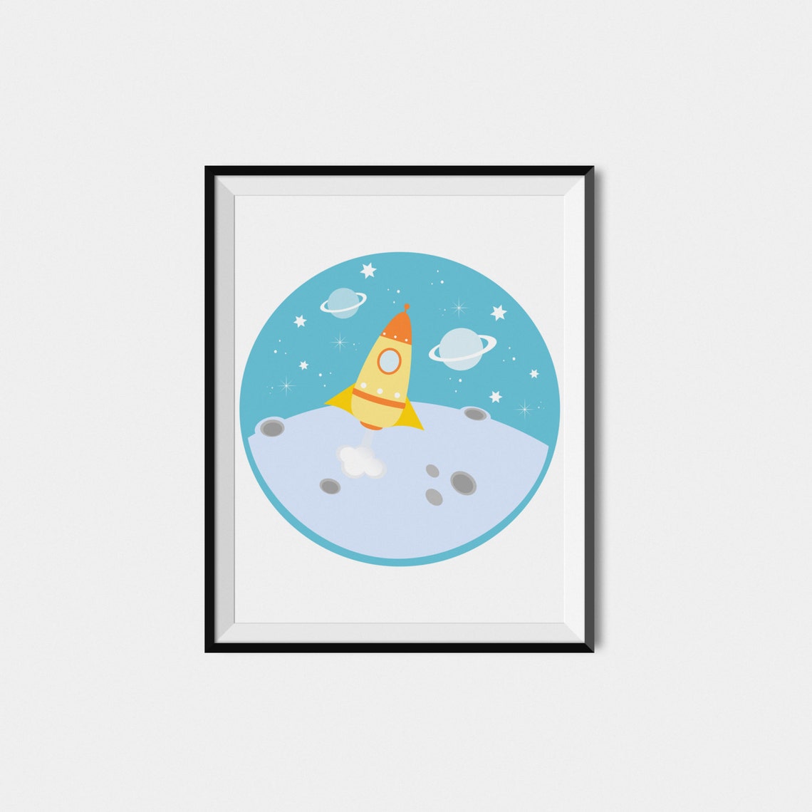 Outer Space Kids Wall Art Rocket Ship Print Boys Room Decor | Etsy