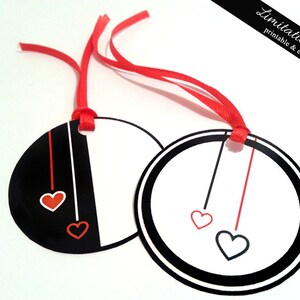 Printable Valentine Tags, Black Red Heart Gift Tags Printable ...