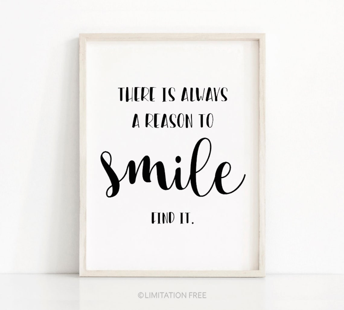 Quote Print Smile Digital Download Art Printable Wall Art - Etsy
