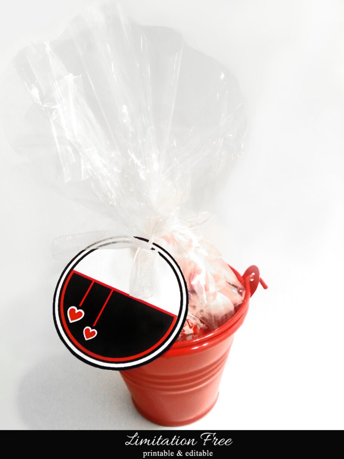 Printable Valentine Tags Black Red Heart Gift Tags Printable | Etsy