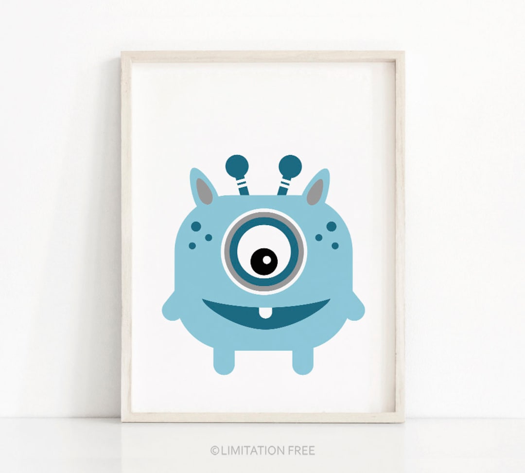 Monster Nursery Print, Kids Art Print, Blue Nursery Decor, Boys Room ...