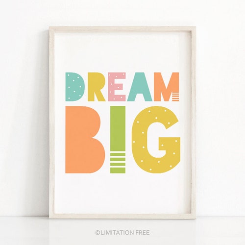 Dream Big Kids Wall Art Printable Kids Art Print Playroom - Etsy