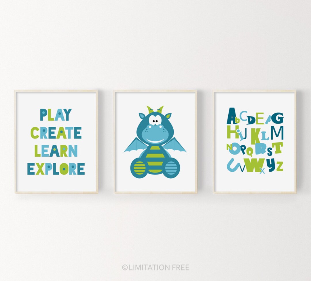 Printable Kids Wall Art, Playroom Wall Art Prints, Alphabet Print, Boys ...
