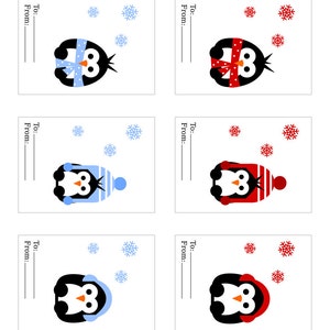 Penguins Printable Christmas Tags, Instant Download Christmas Gift Tags ...