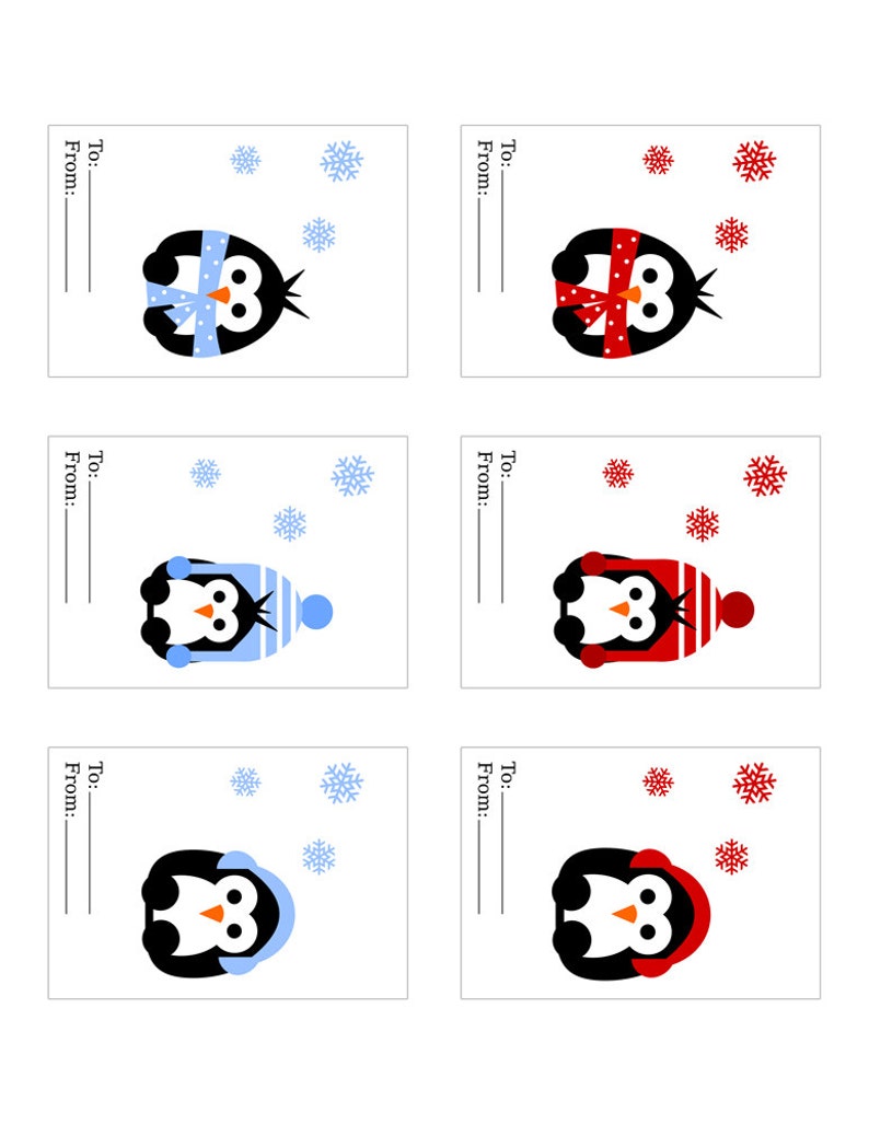 Penguins Printable Christmas Tags Instant Download Christmas - Etsy