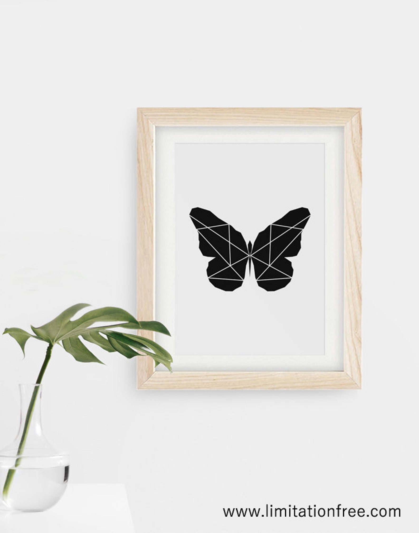 Butterfly Print, Digital Download Printable Art, Black and White Print ...