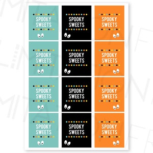 Printable Halloween Tags, Spooky Sweets, Halloween Gift Tags, Instant ...