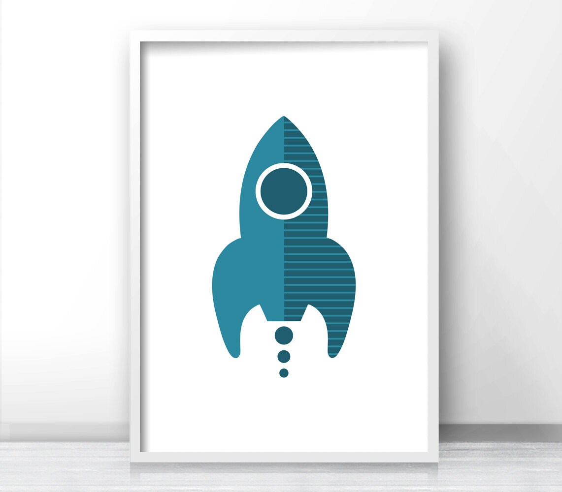 Rocket Ship Nursery Art Boy Nursery Print Baby Nursery Wall | Etsy