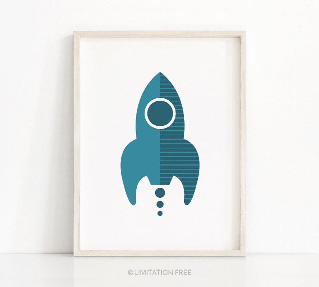 Rocket Ship Nursery Art, Boy Nursery Print, Baby Nursery Wall Art ...