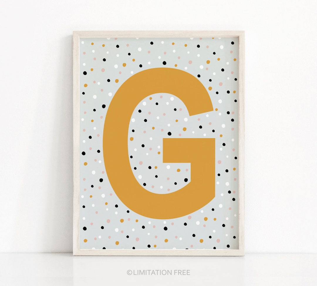 Nursery Print Letter G, Monogram Print, Kids Wall Art Printable, Kids ...
