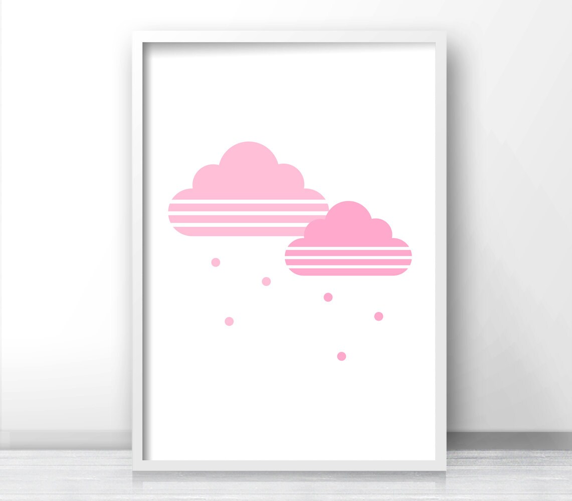 Pink Cloud Nursery Print Nursery Wall Art Printable Nursery | Etsy
