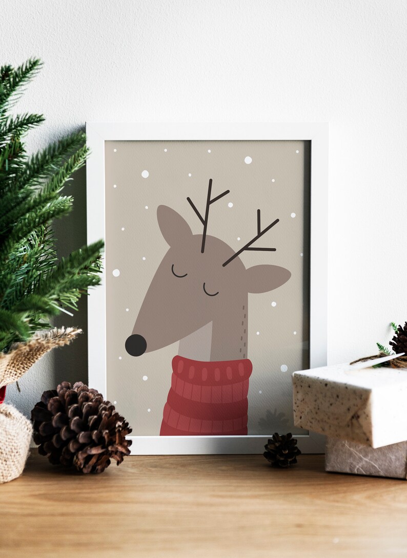 Reindeer Print Download Printable Christmas Wall Art - Etsy