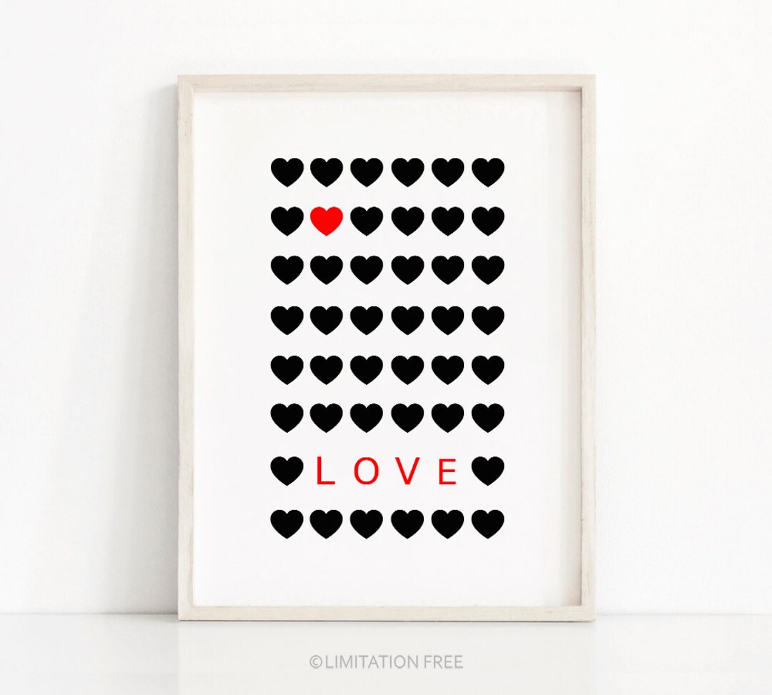 Black and Red Wall Art, Love Print, Printable Wall Art, Printable Home ...