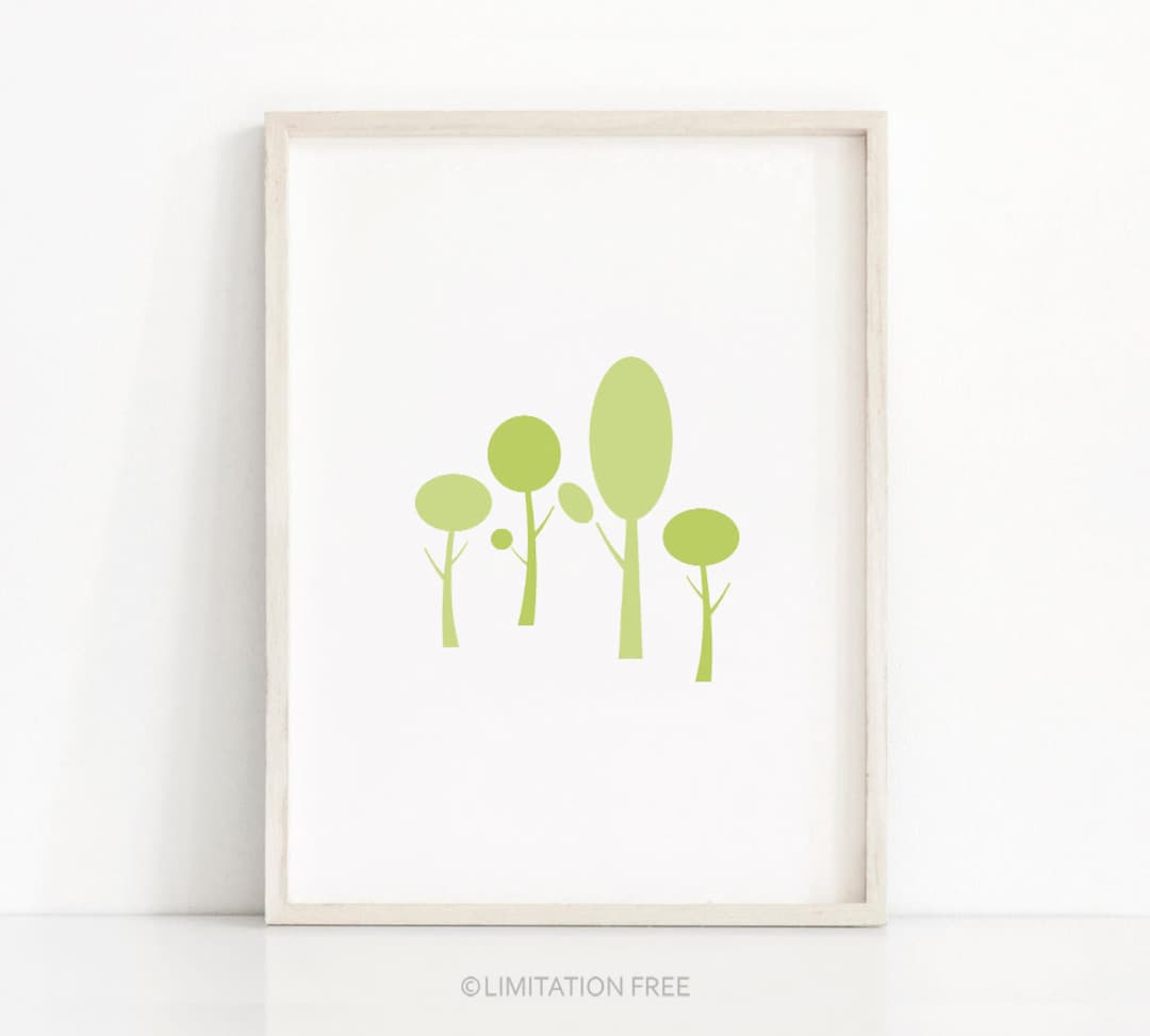 Minimalist Wall Art, Digital Art Print, Nature Print, Modern Forest ...