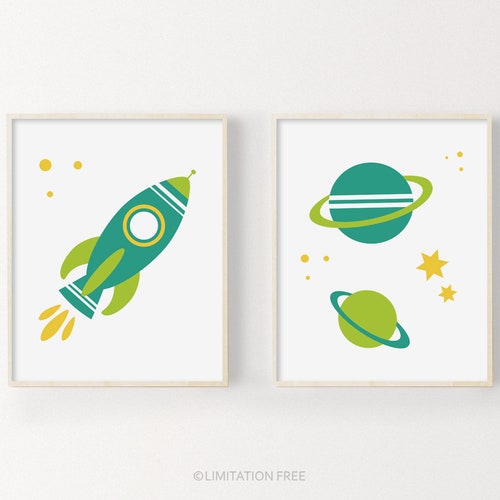Outer Space Kids Art Prints Space Nursery Wall Art Print | Etsy