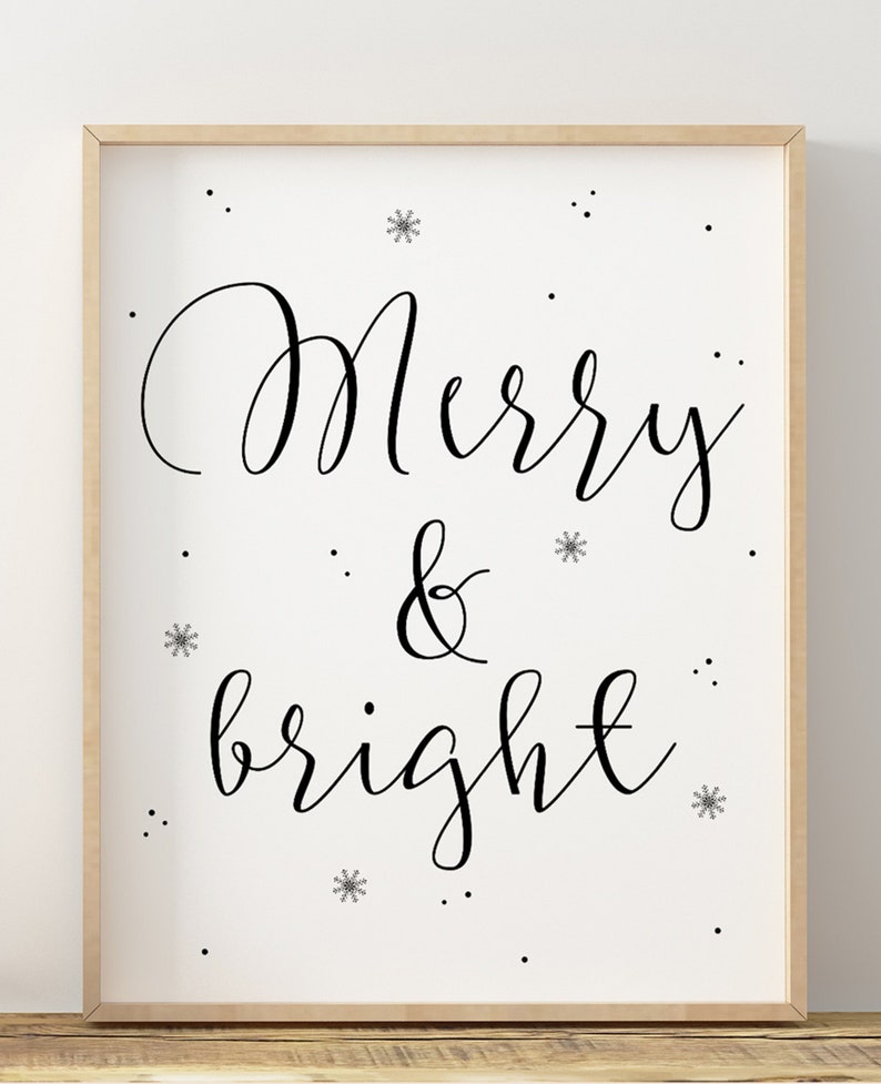 Merry and Bright Christmas Print Printable Christmas Decor - Etsy
