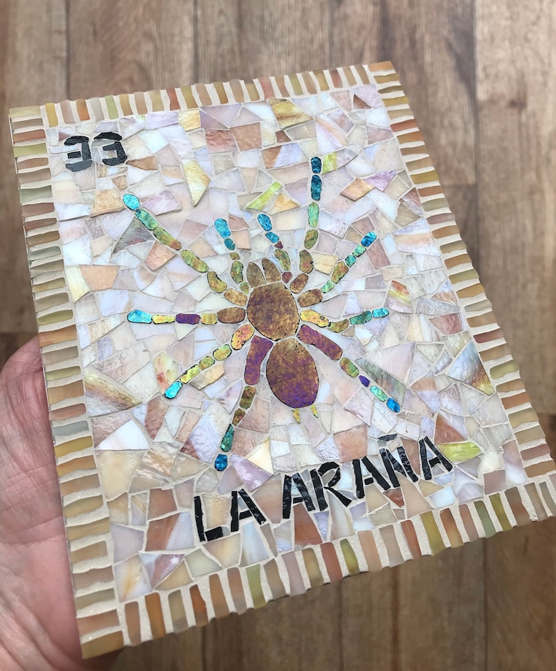 La Araña Mosaic Wall Art: Mexican Loteria Spider Plaque - Etsy