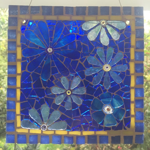 Blue Floral Window Suncatcher | Etsy