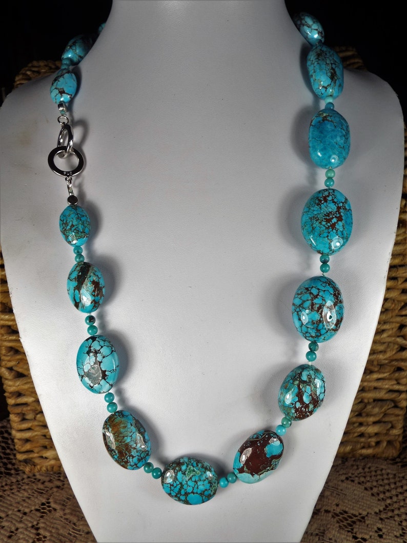 Natural Spider Web Turquoise Statement Necklace Earrings | Etsy