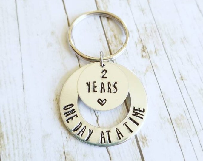 Sobriety Keychain, One Day at a Time Keychain, Years Sober Sobriety ...