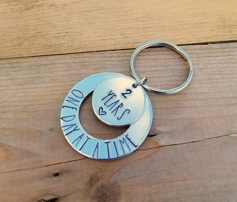 Sobriety Keychain One Day at a Time Keychain Years Sober - Etsy