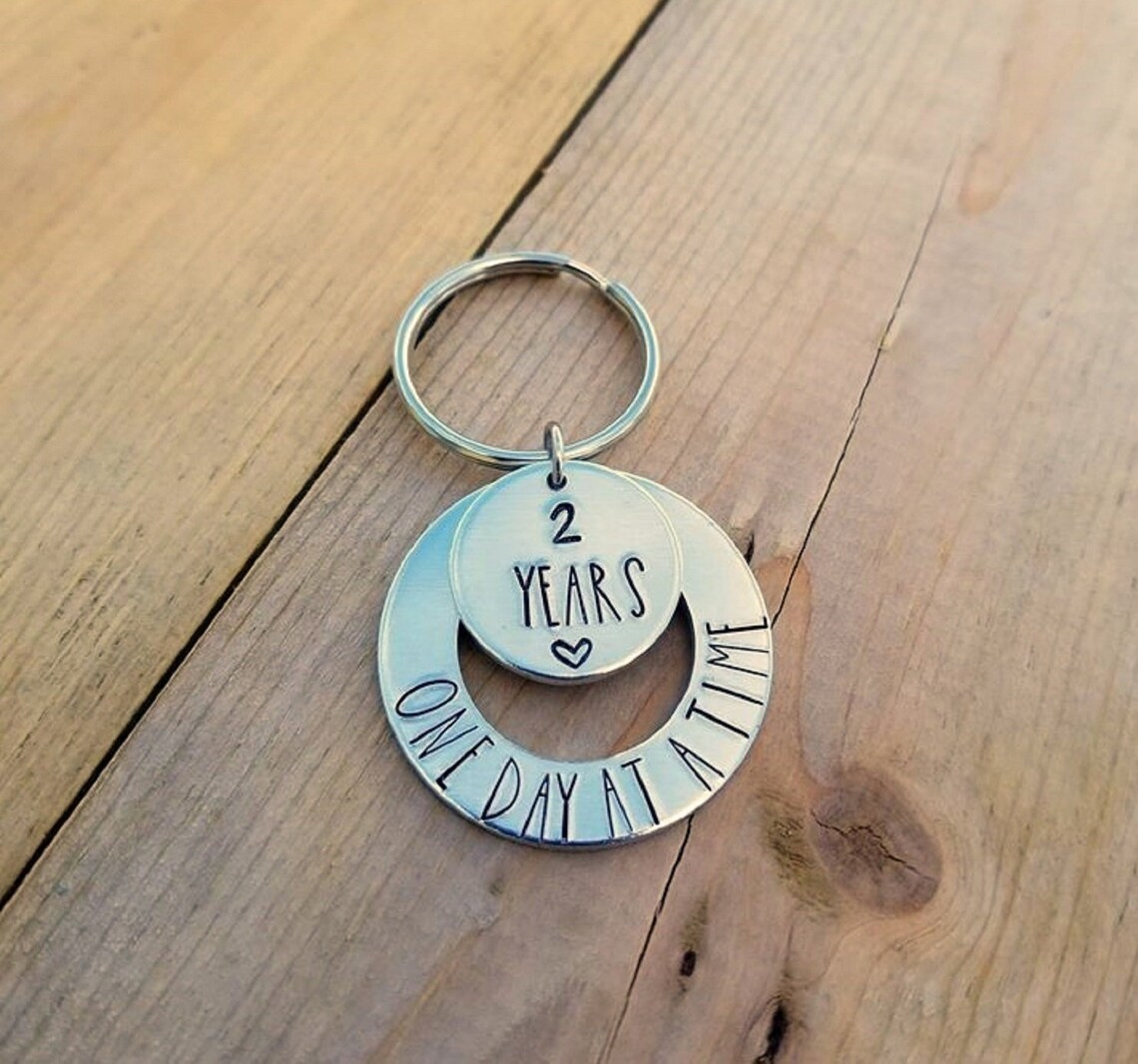 Sobriety Keychain One Day at a Time Keychain Years Sober | Etsy