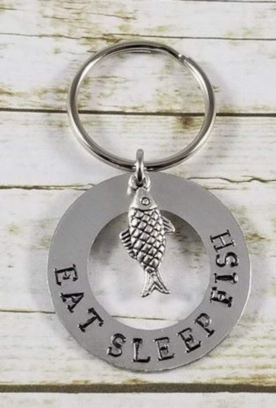 Fishing Keychain, Fisherman Gift, Eat Sleep Fish, Gift for Him, Gift ...