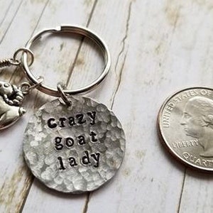 Crazy Goat Lady Keychain, Crazy Goat Lady, Goat Lover Gift, Goatkeyring ...