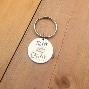 Happy Camper Keychain, Camper Keys, Trailer Keys, Vintage Trailer ...