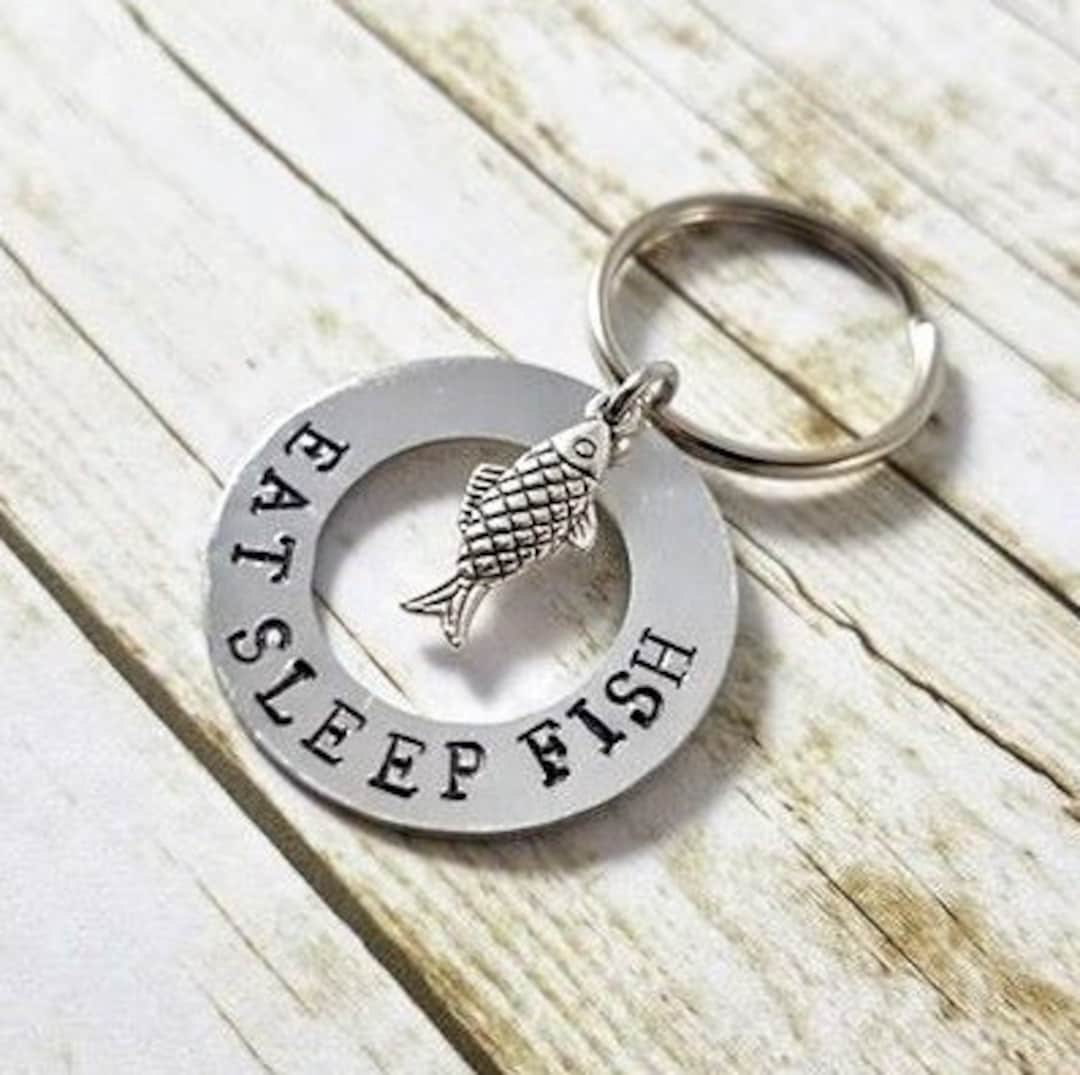 Fishing Keychain, Fisherman Gift, Eat Sleep Fish, Gift for Him, Gift ...
