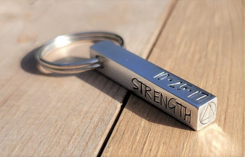 Sobriety Keychain, Strength Courage Wisdom Keychain, Sobriety Date Gift ...