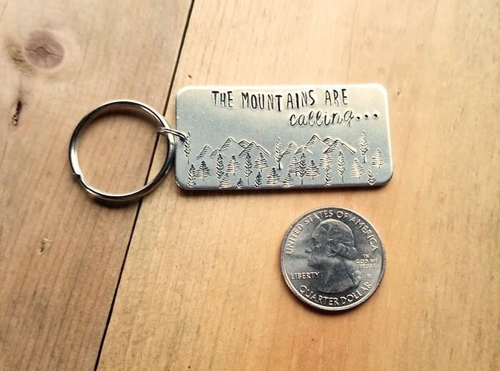The Mountains Are Calling Keychain Travel Keychain Hiker - Etsy