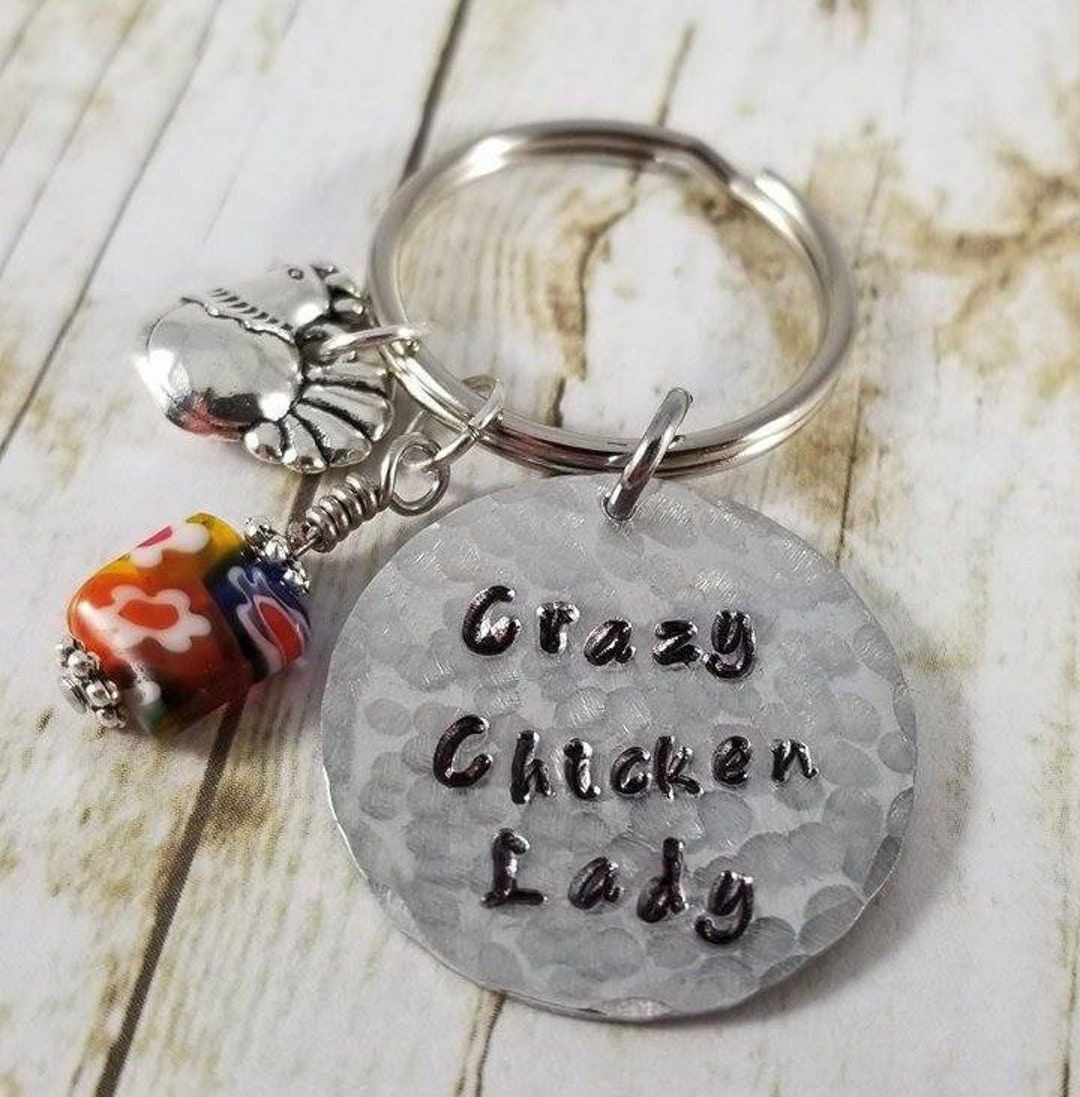 Chicken Lady Keychain, Crazy Chicken Lady Gift, Chicken Lover, Chicken ...