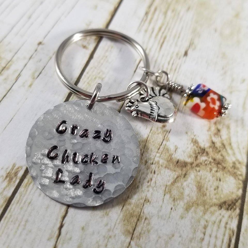 Chicken Lady Keychain Crazy Chicken Lady Gift Chicken Lover - Etsy