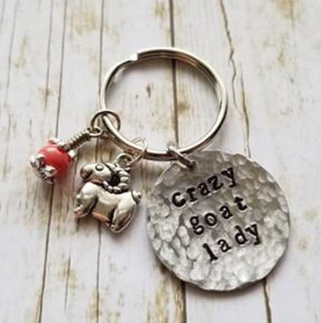 Crazy Goat Lady Keychain, Crazy Goat Lady, Goat Lover Gift, Goatkeyring ...