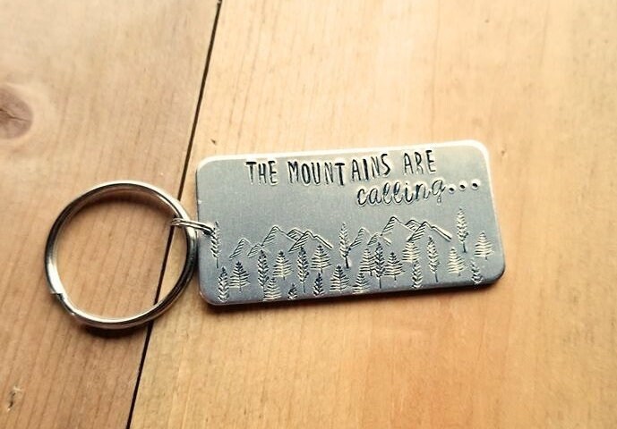 The Mountains Are Calling Keychain Travel Keychain Hiker - Etsy