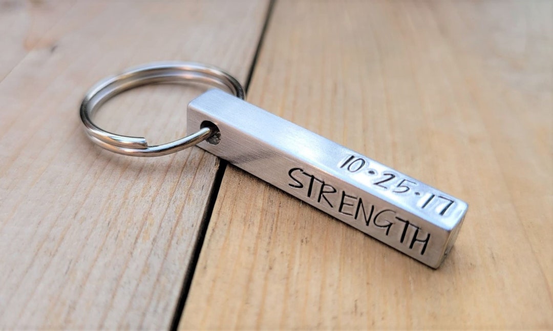 Sobriety Keychain, Strength Courage Wisdom Keychain, Sobriety Date Gift ...