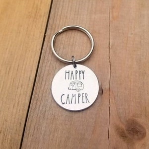 Happy Camper Keychain, Camper Keys, Trailer Keys, Vintage Trailer ...