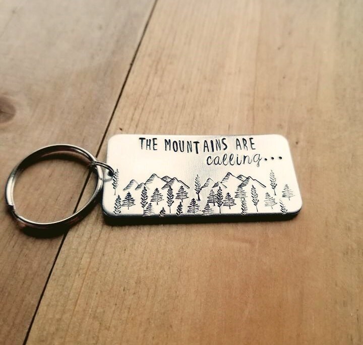 The Mountains Are Calling Keychain Travel Keychain Hiker - Etsy