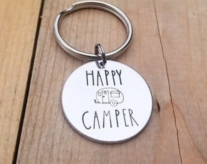 Happy Camper Keychain, Camper Keys, Trailer Keys, Vintage Trailer ...