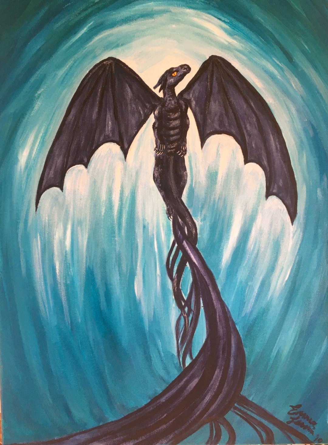Black Dragon Painting - Etsy