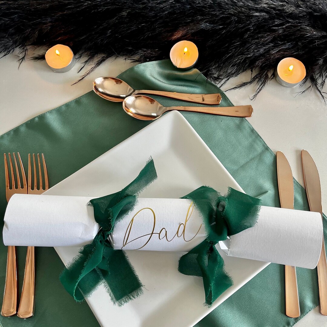 Personalised White Cardboard Crackers With Ribbon, Reusable Christmas ...
