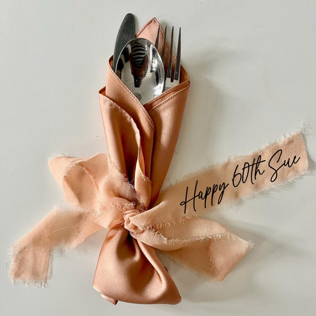 Personalised Chiffon Ribbon Napkin Ties: Rose Gold Table Decor ...