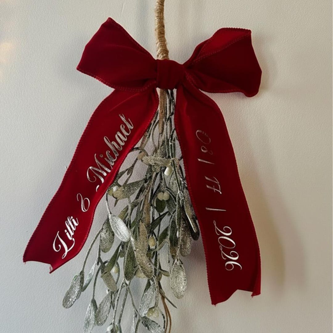Newly Wed, First Christmas Gift, Mistletoe With Personalised Velvet ...