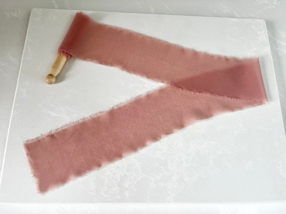 Dusky Pink Chiffon Ribbon 30 Colours Frayed Edges Wedding - Etsy