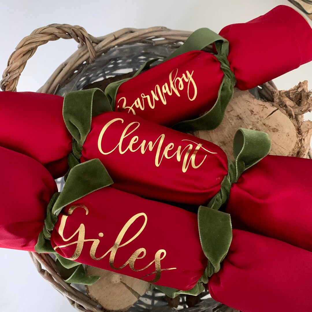Luxury Personalised Fillable Christmas Crackers, Fabric Crackers ...