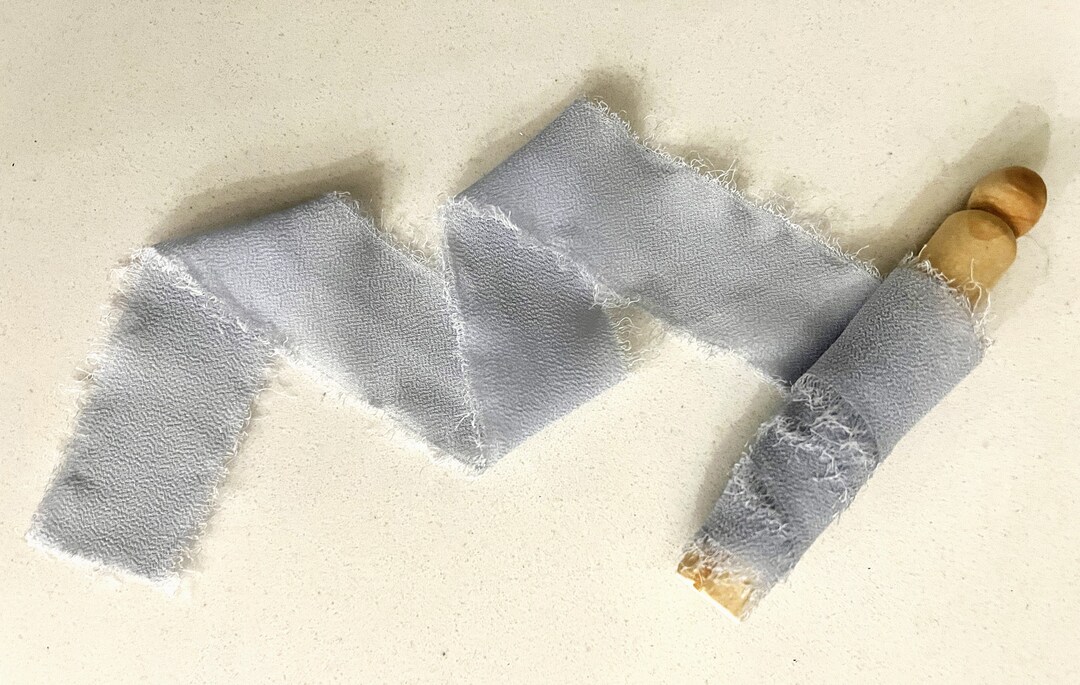 Light Blue Chiffon Ribbon 30 Colors Hand Dyed Frayed Edges - Etsy
