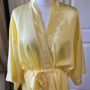 Sun Yellow Satin Dressing Gown. Elegant Bridesmaid Robe. Women's ...